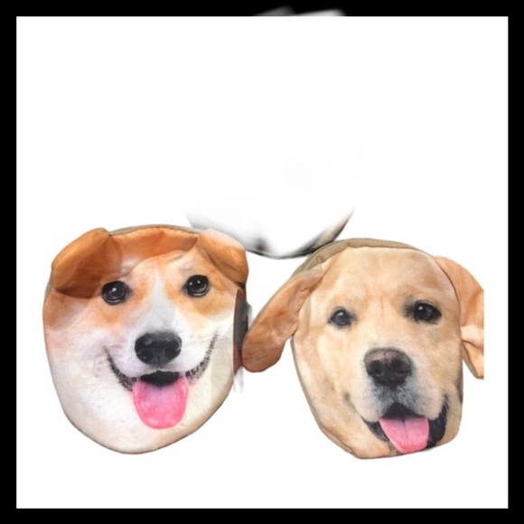Bags | Soft Round Velour Style Puppy Dog Face Shaped Zippered Coin ...